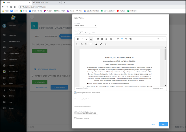 Events - Registration Documents